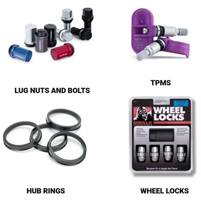 24 Black Studs + 1 Key + 4 TPMS + Locks + Hubrings